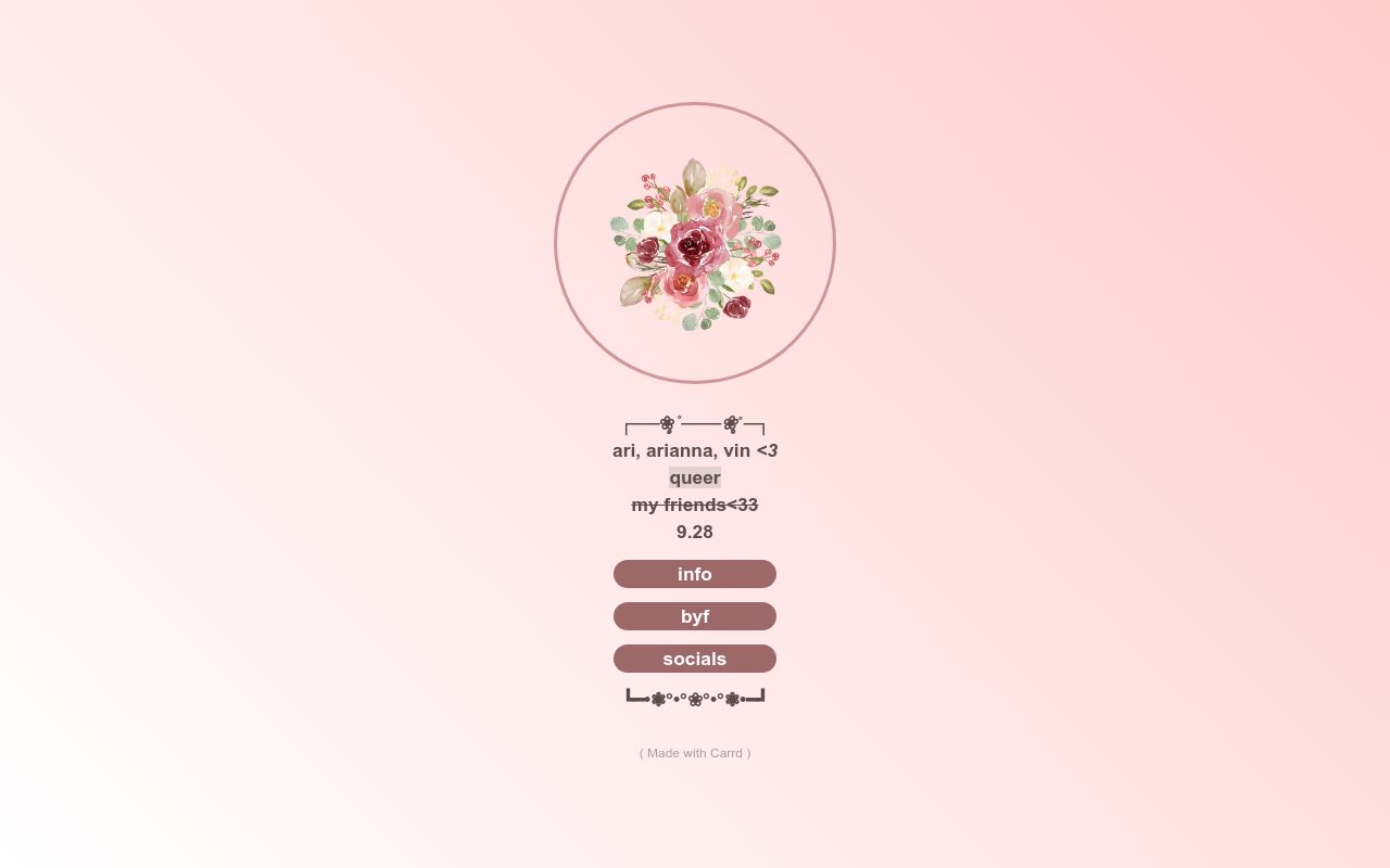 Ari’s Carrd! ˚ ༘♡ ⋆｡˚